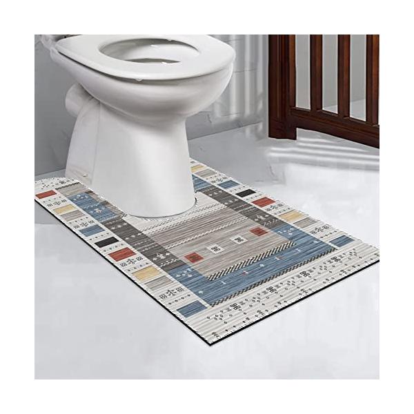 スカンジナビアン縞模様-グレーブルー/60*90cm/250424toliet mat・Color:縞模様-グレーブルー・柔軟快適・踏む心地良いトイレマットは、柔軟で快適な素材を使用しています。素足で使用しても、靴下を履いていても、その柔ら...