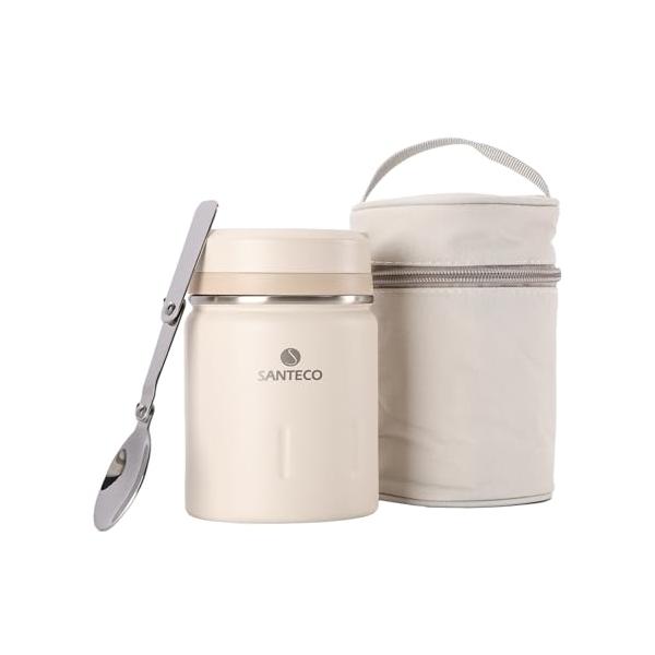 クリーム/-/HTH-500-28B・Color:クリーム・食事のしやすさ広口設計のスープジャーで口当たりがやさしい！サイズは約9*9*13、500mlの大容量で煮物やおでんなど、具材の大きな料理を入れ、周りの複数人と美味しい料理をシェアす...