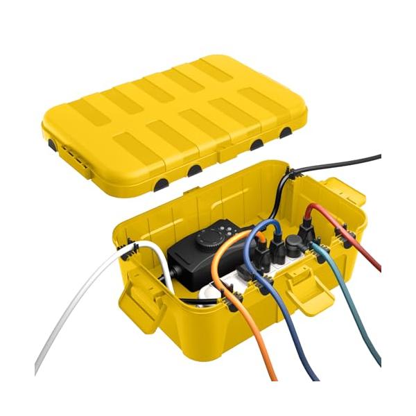 インダストリアルイエロー/-/-・Color:イエロー・アップグレード設計：この超大型屋外用耐候性ボックスは、大きな寸法と6つのケーブルエントランスを備えており、屋外の電気機器の接続をほぼすべて保護します。ロックな4つのラッチとソフトゴムシ...