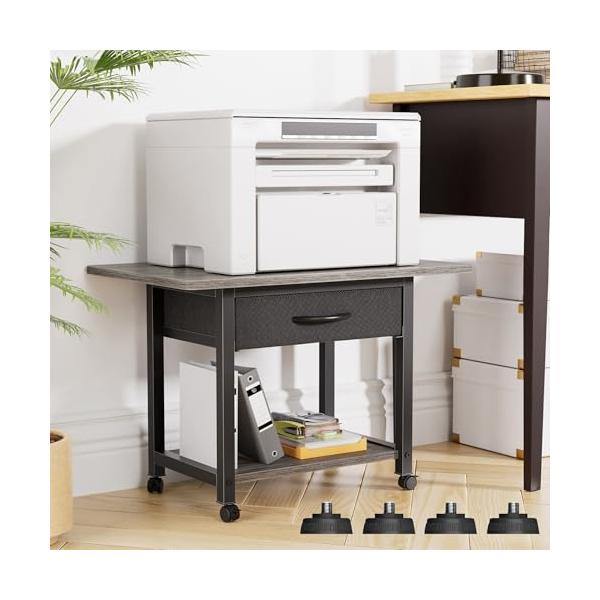 調節グレー/-/-・Color:グレー・デスクトップ拡幅設計アップグレードされたデスクトップサイズは56*38CMで、広い天板はA3プリンター、スキャナー、ファックス、3Dプリンターなどを安心して置くことができます。書類トレイや小物も一緒に...