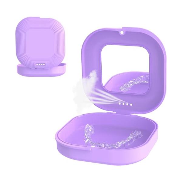 パープル/シンプルケース/XL-0065・Color:パープルSize:シンプルケース・パッケージ個数:1・直径約8.6cm、高さ約2.8cmのこのスリムで軽量なリテーナーケースは、持ち運びに便利です。鞄やランチボックス、ポケットにもすっき...