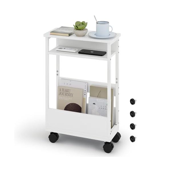 ホワイト/小型/WOWQ-D・Color:ホワイト・衝立があるサイドテーブルサイドデスクは2段や3段は衝立板を設けているので物が落ちにくくなっています。眼鏡、時計、携帯や小物などを収納するのに便利な置物台です。底部段階はA4が縦置きに収納で...