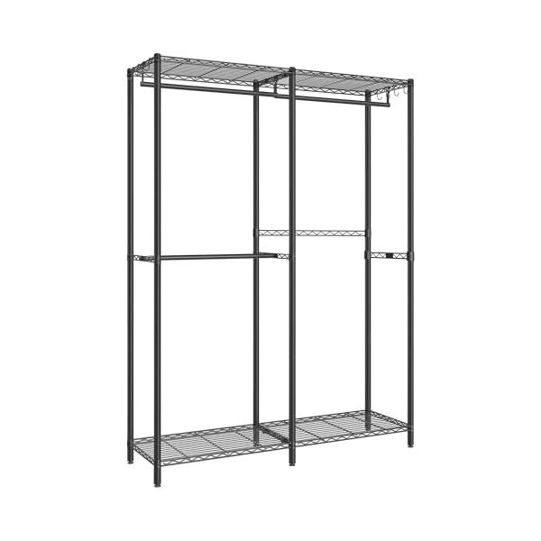 ブラック/幅120x高さ192cm/LGR423B01V1・Color:ブラックSize:幅120x高さ192cm・[大容量、高耐荷重] SONGMICS ハンガーラックは3本のハンガーパイプと4段の棚を備え、服から小物類まで全てを収納する...