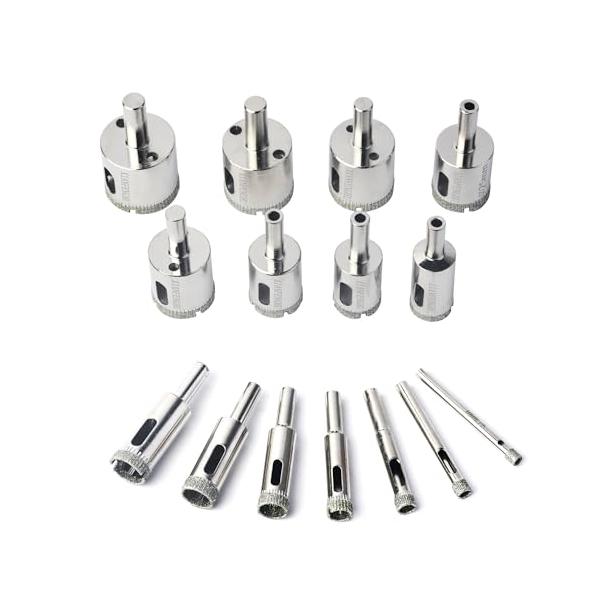 シルバー/15本（5-32mm）/dghs・Size:15本（5-32mm）・先端に厚い高品質ダイヤモンド砥粒が密着してるんで、より強いカッティング力を発揮、切れ味や切削加工性に優れ、効率よく穴を開けます。ガラス以外にも、タイルやレンガ、陶...