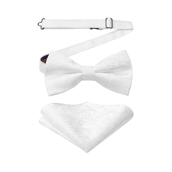 フォーマル11 ホワイト（ペイズリー・花）/Free Size/-・Size:Free SizeColor:11 ホワイト（ペイズリー・花）・??パッケージ情報ポリエステルとシルク製蝶ネクタイ：横12cm X 縦 7cm、首回りは32cm〜...