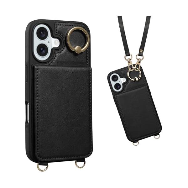 ブラック/iPhone 16/-・Size:iPhone 16Color:ブラック・対応機種縦置き機能が装備され、ショルダーストラップが同梱されており、首から掛けたり肩に掛けたりすることがです。信頼性の高い素材を使用し、背面はマグネットタイ...
