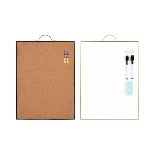ホワイト/40×30cm（×2）/-・Size:40×30cm（×2）・高品質この小型ホワイトボードセットには、ホワイトボードとコルクボードが含まれています。ミニマグネットホワイトボードは滑らかな書き心地で、書きやすく、お手入れも簡単です。...