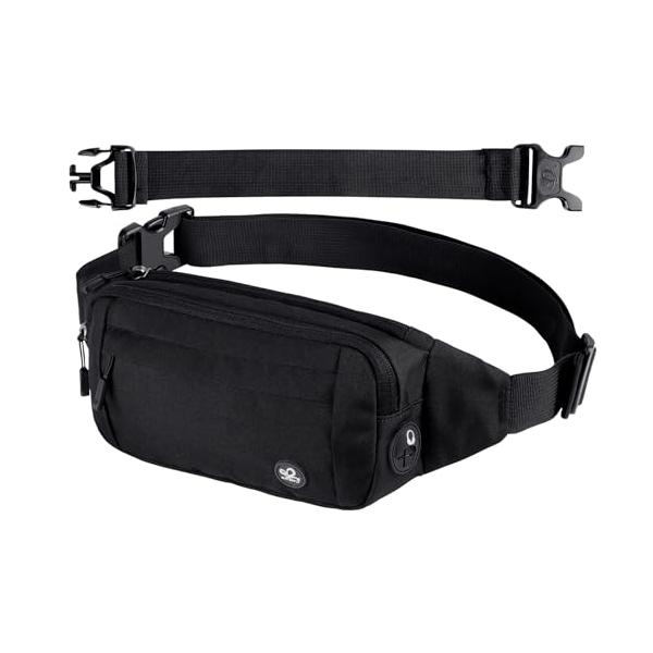 濃い黒/大型/-・Color:濃い黒・3つの収納空間: 日常物の収納に便利な容量のウエストバッグです。最大7インチのスマホが収納できますし、メインポケット、背面隠しポケットとフロントポケットあり、小物を仕分けできちんと収納できます。メインポ...