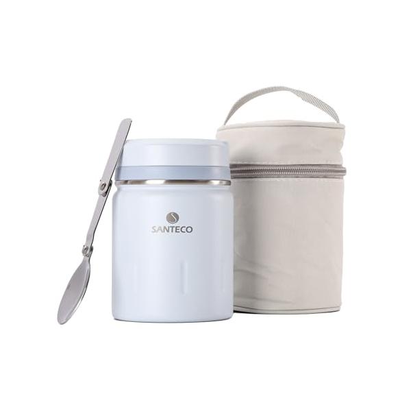 クラウドブルー/-/HTH-500-28B・Color:クラウドブルー・食事のしやすさ広口設計のスープジャーで口当たりがやさしい！サイズは約9*9*13、500mlの大容量で煮物やおでんなど、具材の大きな料理を入れ、周りの複数人と美味しい料...