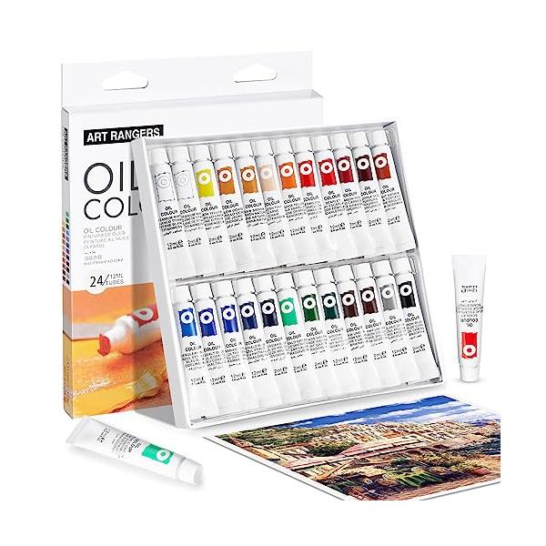 24色/12ml/-・Color:24色・24色の鮮やかな色: この油絵セットは幅広い油色を提供し、さまざまな絵の具のニーズを満たします。風景、抽象画、風景画、細かい肖像画を描くのに最適です。・高価値絵の具セット： オイルカラーは高品質の顔...