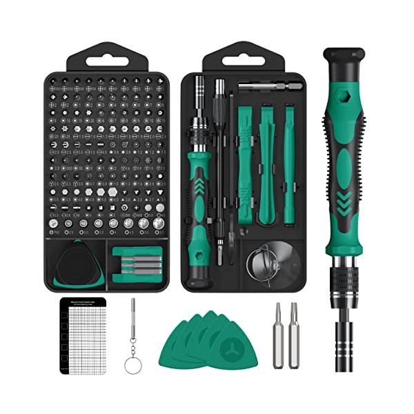 シアン/-/-・Color:シアン・パッケージ個数:1・130 in 1のドライバーキット豊富なビット数で、これ１つで十分(switch)(1)103種精密ビット(2)グリップ*1(3)延長シャフト*1(4)フレキシブルシャフト*1(5)ピ...