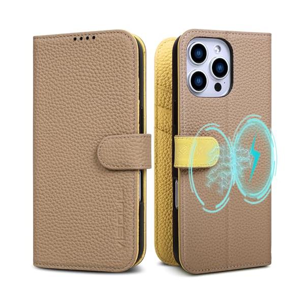 ベージュ・レモン（留め具式）/-/-・Color:ベージュ・レモン（留め具式）・携帯ケース対応、ワイヤレス充電対応：iPhone 16 Pro、6.3インチのみに対応しており、他の型番が併用できません。対応機種と画面サイズをよくご確認のうえ...