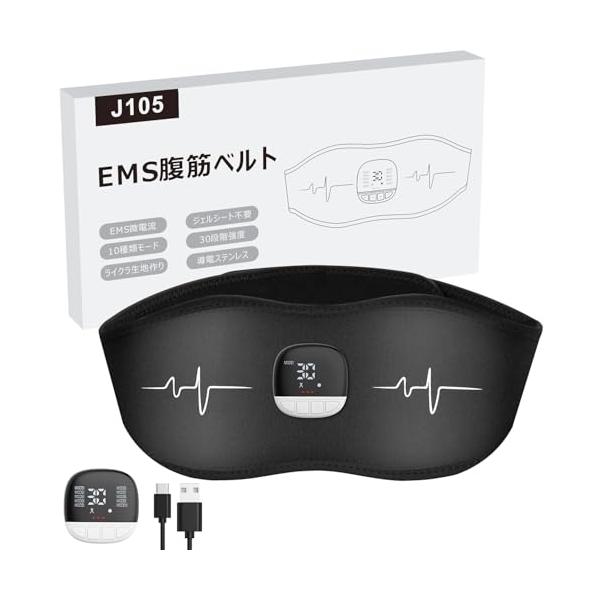 ブラック/-/J105・Color:ブラック・いつでもどこでもEMS腹筋トレーニングEMS（電気筋刺激）技術が、通常の筋トレでは難しい深層部の腹筋に直接アプローチ。ジムに行く時間がなくても、仕事の合間や家事の隙間時間、ソファでくつろぎながら...