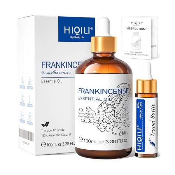 -/100ml/-・ScentName:フランキンセンスSize:100ml・100％天然HIQILIのフランキンセンスエッセンシャルオイルは、伝統的な水蒸気蒸留法で丁寧に抽出された高品質のソマリア産フランキンセンス樹脂から作られており、合...