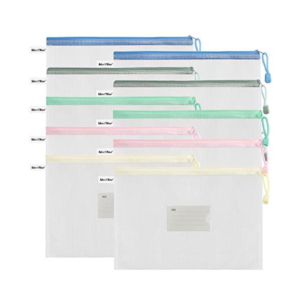 10個 B5マルチカラー/B5/-・Size:B5・パッケージ個数:10・?製品サイズ-B5=285mm x 205mm・?カラフルなファイルバッグ-10PCSホワイトメッシュファイルバッグ、5色ジッパープラーとクロスバッグ。 さまざまな色...