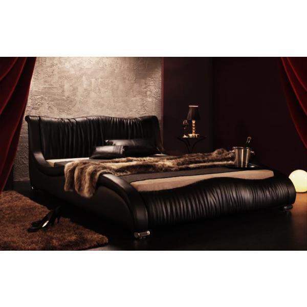 モダンデザイン 高級レザー デザイナーズベッド 【Formare】フォルマーレ 【スタンダードボンネルコイルマットレス付き】 セミダブル 【フレーム色】ホワイト 【マットレス色】ブラック