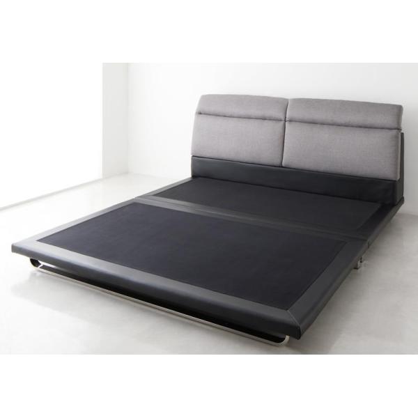 リクライニング機能付き・モダンデザインローベッド 【Neptuno】ネプトゥーノ 【ベッドフレームのみ・マットレスなし】 ダブル 【フレーム色】ライトグレー×ブラックレザー　　/ローベッド