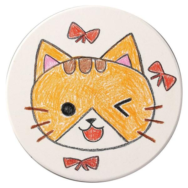 吸水性があって机を濡らさない白雲石のコースター。裏面に傷防止のコルク付き。　　表面に絵を描いたり、転写したりできます　　※画像には制作例が含まれています。　　【詳細】　セット内容：本体×１　商品サイズ：φ100mm×10ｍｍ　材質：白雲土　　