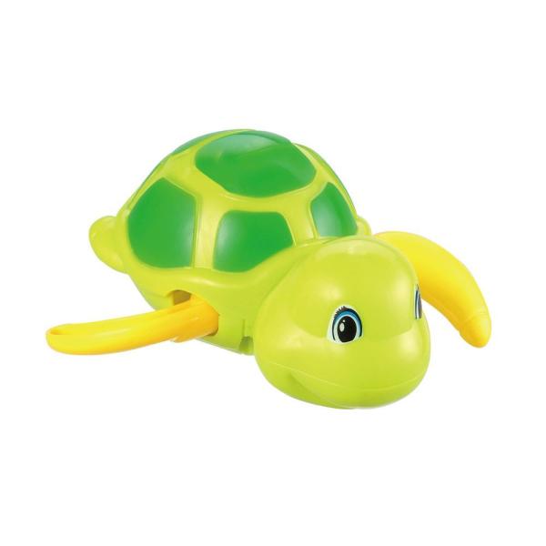 ぜんまいを回すと水の中を泳ぐよ　　水の上をぱたぱた泳ぐかめのおもちゃです　　【詳細】　セット内容：本体×1　商品サイズ：横120mm、奥行110mm、高さ55mm　材質：ABS　　[ おもちゃ 知育玩具 お風呂遊び ]　