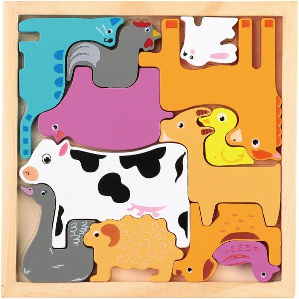 大きなピースのかんたん木製パズル！　　12種類の牧場にいるどうぶつをモチーフにした、あたたかみのある木製パズルです。お子さまが安心して遊べるように、ピースの角を丸く仕上げています。自然素材の優しい質感と安全設計で、親子で一緒に楽しく遊べる知...
