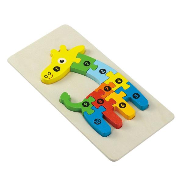 はじめての数字遊びにぴったり！きりんの木製パズル！　　カラフルな10個の数字ピースを順番に組み合わせてきりんを完成させる木製パズルです。厚みのあるピースで小さなお子さまでもつかみやすく、集中して遊べます。楽しみながら数字の理解や手先の発達を...