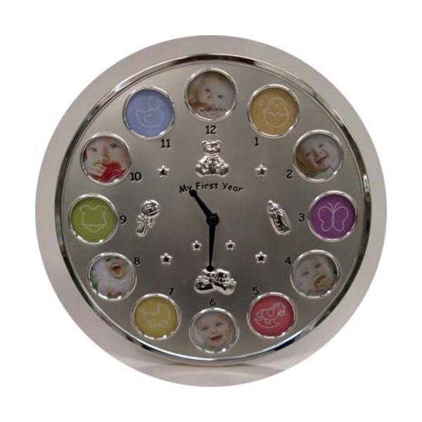 ●フレームに飾られた一枚一枚が成長の記録です。●電池は別売りです。●[素材] スチール、マットシルバー、メッキ●笑顔がふえていく幸せ。●時を刻む様にスクスクと成長する。そんなお子様の、時計つき成長記録フレームです。●生後1年間の成長を1ヶ月...