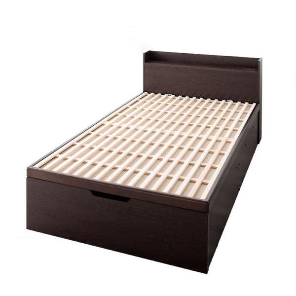 敷ふとん対応&amp;大容量収納を実現 国産すのこ跳ね上げベッド 【Begleiter】ベグレイター 【フレームのみ・マットレスなし】 縦開き ヘッド付き セミシングル 深さラージ 【フレーム色】ホワイト