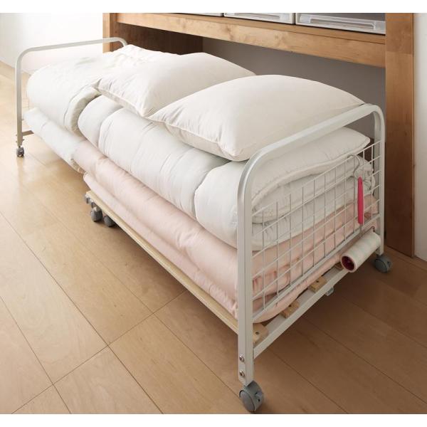 湿気に強い桐すのこ伸縮布団収納ラック 【FUTONNA】フトンナ ホワイト　　