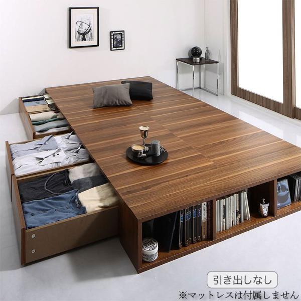 衣装ケースも入る大容量デザイン収納ロングサイズベッド 【Daryl-long】ダリル・ロング 引き出しなし セミダブル ロング丈 ウォルナットブラウン　　