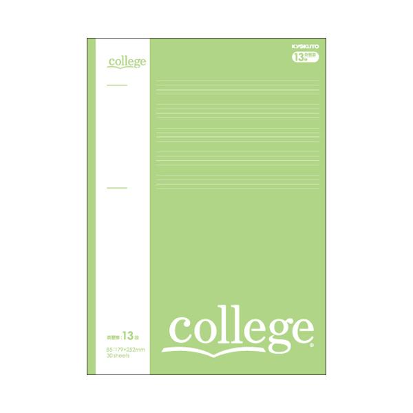 Collegeシリーズの英習罫!　　規格 ：B5　罫内容 ：英習罫　13段通し罫　サイズ ：本体 W179×H252 / 本文 W179×H252　枚数 ：30枚　綴じ ：糸綴じ　▲メール便発送商品▲代引不可▲日時指定不可▲宅配便商品と同梱...