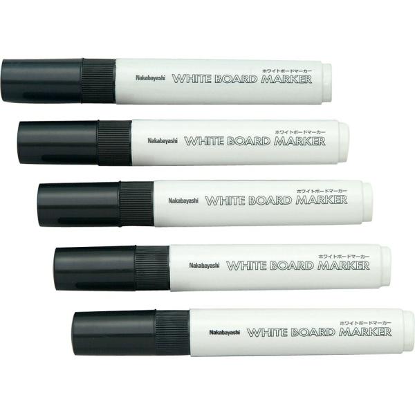 【商品説明】　お買い得な5本セット　　ホワイトボードの必需品！用途に合わせてお選びください。　　【詳細】　筆記線幅：丸芯約3mm　インク：アルコール系インク　パッケージ形状：外箱/段ボール、個装/ヘッダー付きPP袋