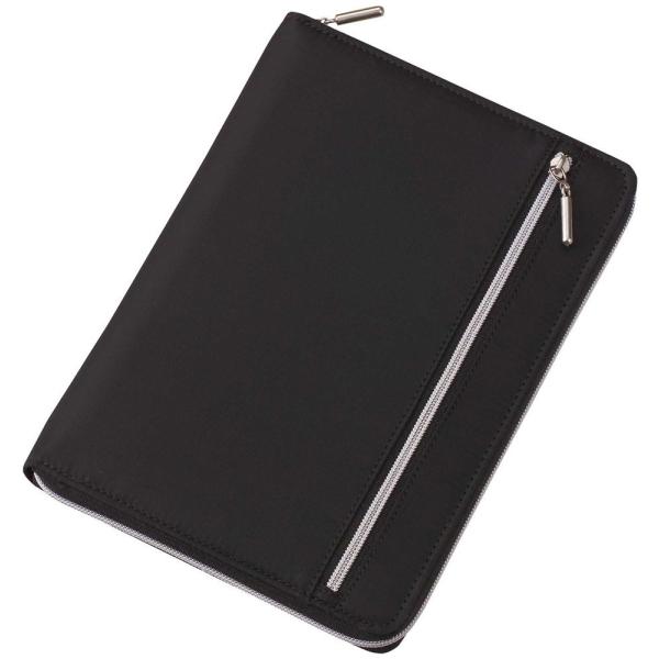 使い方自由。ビジネス、旅行、家等,多用途に使えるファスナー式カバーノート。ノートは左右どちらでも取付可能。6mm方眼罫ノート付。外側にはファスナーポケット。内側にはカードポケット2、フリーポケット2。　　A5サイズ　仕様:カードポケット2/...