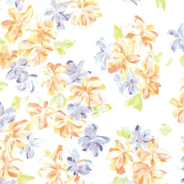 水彩タッチの大柄の花柄が華やかで目を惹く包装紙。お歳暮、お中元などあらゆる用途の贈り物におすすめ。　紙寸法:760×1060mm。上質系用紙使用。紙厚:52.3g/m2。　　生産国:日本　