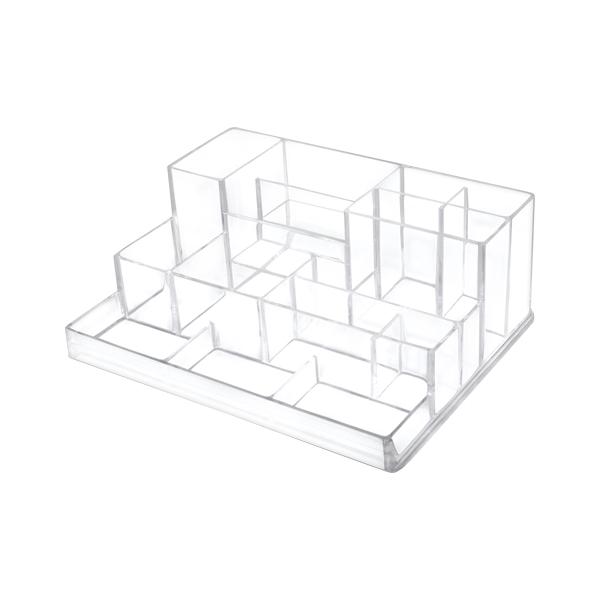 デスクの小物をスッキリまとめて整理整頓。　　●本体サイズ／Ｗ２５５×Ｄ１９３×Ｈ９７　●質量／５８０ｇ　●材質／ポリスチレン　●色／クリアー　