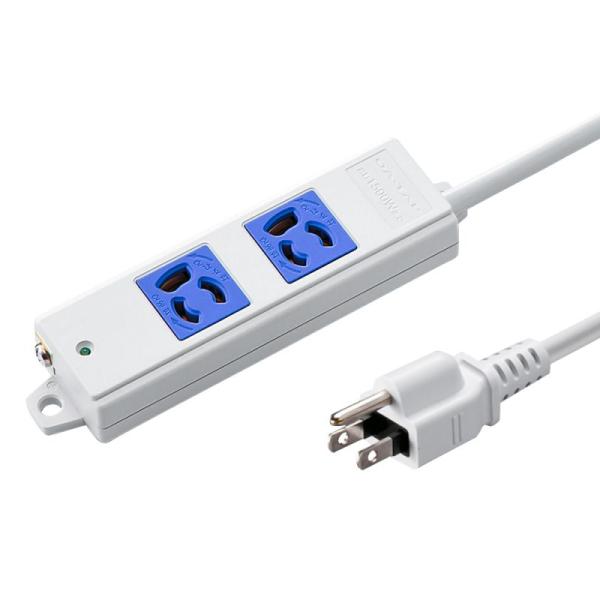 【商品説明】　工場、病院、オフィス内のタップを色分けすることで、電源管理がしやすくなる抜け止め電源タップ。3P・2個口・3m・ブルー。　　【詳細】　■差込口カラー：ブルー　■定格容量：15A・125V（1500Wまで）　■プラグ仕様：3P（...