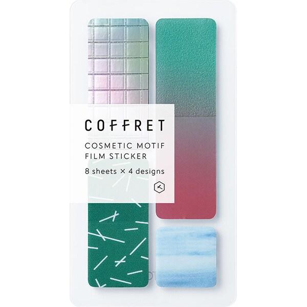 【商品名：キングジム 貼ってはがせるフィルムシール COFFRET(コフレ) BAR フォレストグリーン 32枚入 COFB002】　【商品説明】　○「コフレ」は、コスメパレットをモチーフにした、貼ってはがせるフィルムシールです。季節や気分...