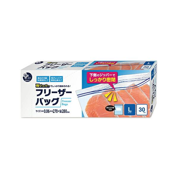 【商品説明】　●Wジッパーでしっかり閉められる。　●下側のジッパーでしっかり密閉されます。　●食品の冷蔵、冷凍保存に使用可能。　●電子レンジで解凍できる。　●書き込み欄付きです。　　【詳細】　・本体サイズ:約270×280×0.06mm　・...