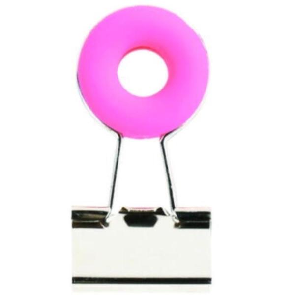 ●持ち手が丸いドーナツ型で、可愛く使えるファンシークリップ。●本体寸法：65x32x15mm ●A4コピー用紙綴じ枚数約９０枚鉄線 ●スチール・ハガネ線・ABS樹脂メーカー:ベロス