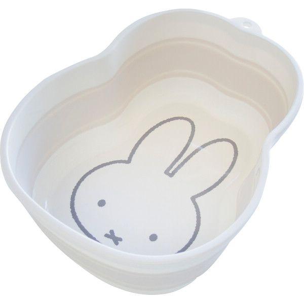 折り畳んでコンパクトに保管できるミッフィーの桶です　　【商品サイズ】●約２４．５×３２×１１．９ｃｍ　【材質】●本体＝ポリプロピレン樹脂、接合部分＝スチレン系熱可塑性エラストマー　【原産国】中国　【箱サイズ】29×4.5×38cm　【箱入重...