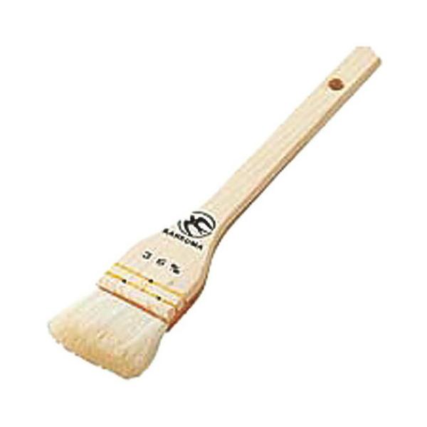 ハケ、刷毛。　お好み焼き、たこ焼き等に。　　山羊毛使用。塗料含みがよく、刷毛目が出づらいのできれいな仕上りになります。　　規格:30mm　全長:220mm　材質:山羊毛　　※画像は代表画像ですので、画像のサイズ感と実際のお届け商品のサイズ感...