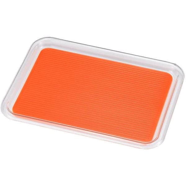 ●耐熱温度  トレー：80℃　マット：70℃　傾けても滑らず、倒れにくい　　マットがはがせてお手入れもラクラク　　材質：トレー：アクリル樹脂　マット：EVA樹脂　外寸幅×奥行×高さmm：264×187×H16　生産地：日本（燕三条）　日本製...
