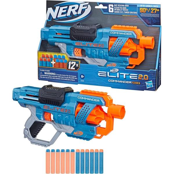 ナーフ エリート2.0 コマンダー RD-6ブラスターは、回転式6ダーツドラムを搭載。インドアやアウトドアのゲームで、狙いを定めて1本ずつダーツを発射し、スラムファイヤーアクションでは、6本すべてのダーツを連射しましょう。　【セット内容】　...