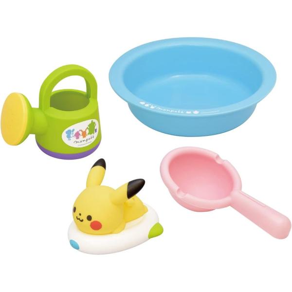 【お風呂遊びや水遊びに】　お風呂遊びにかかせない、定番のセットがモンポケシリーズに登場しました。　　【セット内容】　ジョロ、ひしゃく、せんめんき、ピカチュウのみずでっぽう　　【商品詳細】　安全基準:STマーク　　対象年齢：1.5歳以上　パッ...