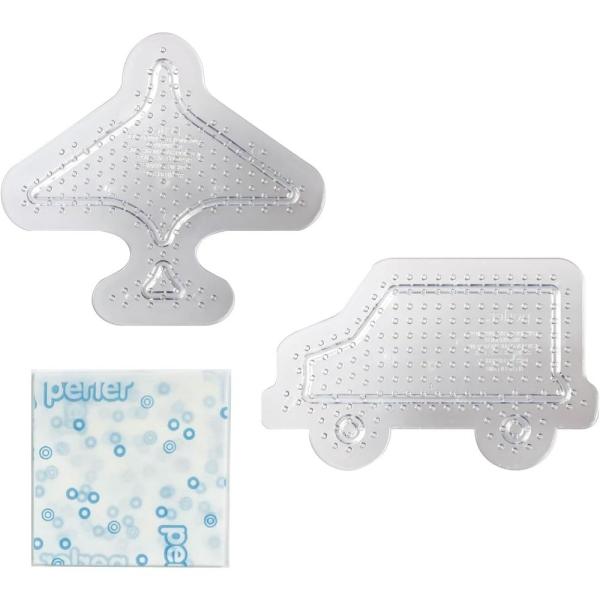 透明の“飛行機”と“車”の形プレートセットが登場！　●絵や柄を描くように、プレート全体にビーズを並べるだけで作品が作れるので、初めての方にもぴったりです。　●図案シートに重ねて使えるので、作りたいモチーフに合わせてお手軽にお楽しみいただけま...