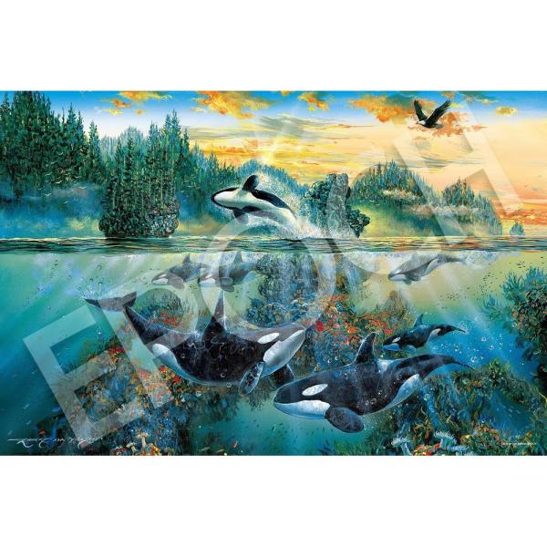 マリンアーティストの先駆者で巨匠と言われる「ロバート・リン・ネルソン」の1000ピースジグソーパズルです。　作り応えがあり、完成後お部屋などに飾っても迫力の1000ピースサイズ商品となっております。幻想的な世界観を表現するため蓄光インク採用...