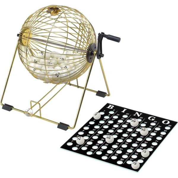 大型サイズでリッチなゴールドカラーのビンゴマシンです。　　参加人数の多いビンゴ大会にも対応できますので、新年会、忘年会、歓送迎会、結婚式の2次会はもちろんのこと、金属製で壊れにくいので、定期的にビンゴ大会を行う方にお勧めです。　別売りのビン...