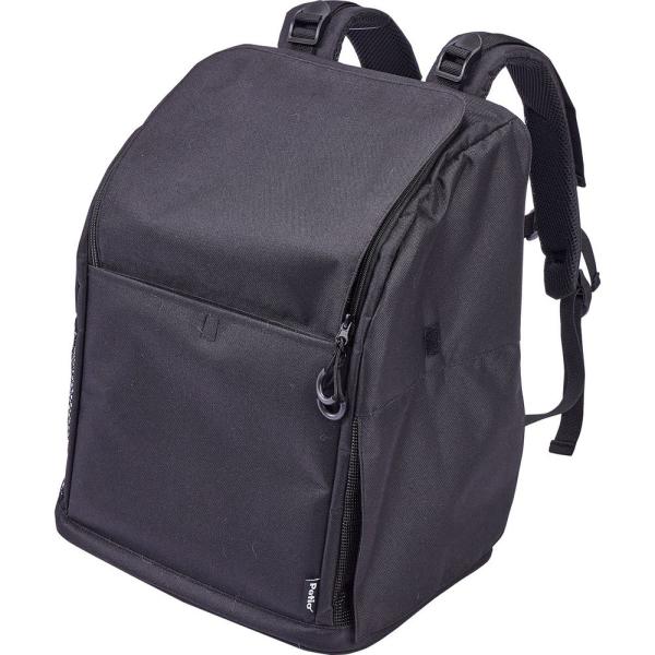 【商品名：ペティオ 前に抱えて見守れる ペットリュックキャリー ブラック 犬用 ペット用品】　飼い主もペットも負担が少ない構造でおでかけ快適　　前にカバーが開くので前抱えした時にジャマにならない。カバーを開くと大きなメッシュ窓付。中敷カバー...