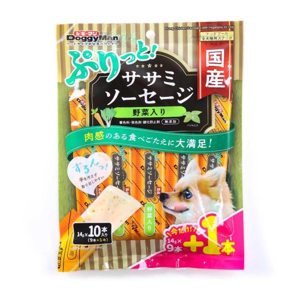 ・国産鶏ササミの旨みをギュギュッと詰め込んだ、ぷりぷりジューシーなソーセージです。　・鶏肉の中で最も低脂肪のササミを使用。　・食欲をそそるバジル、健康に配慮したにんじん、ほうれん草入り。　・手を汚さず、するんっ！と取り出しやすいフィルム個包...