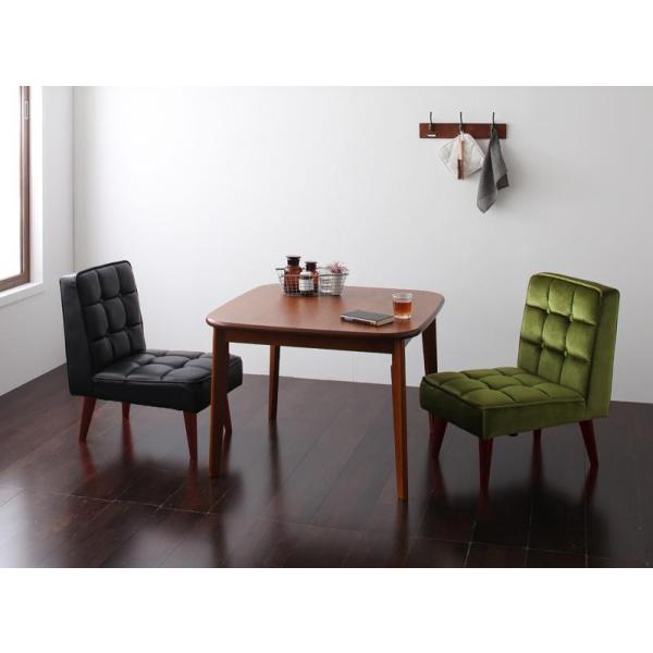 【組立設置料込み】ソファ＆ダイニングセット【DARNEY】ダーニー 3点セット Aタイプ(テーブルW90cm+チェア×2) モケットグリーン×バイキャストブラック
