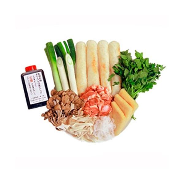 《内容量》　きりたんぽ120g×4本、セリ1/2束、ねぎ2本、舞茸50ｇ、比内地鶏濃縮3倍スープ350ml　比内地鶏75g、菜彩鶏75g、油揚げ1枚半、ごぼう25g、糸こんにゃく1/2束《原材料》　【きりたんぽ】うるち米、食塩　【スープ】醤...